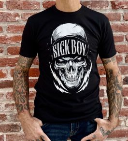 Black Lightning Skull Fitted Tee | SICK BOY MOTORCYCLES